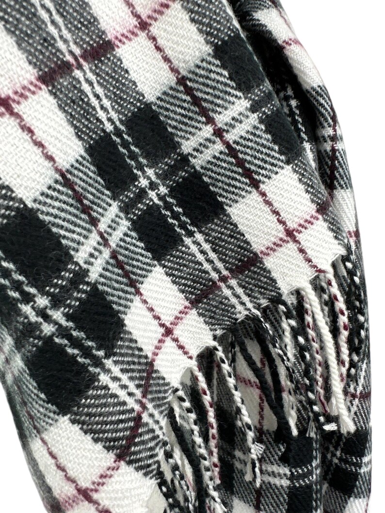 Black and White Tartan Plaid Scarf - Acrylic Unisex Classic Neck Scarf ...