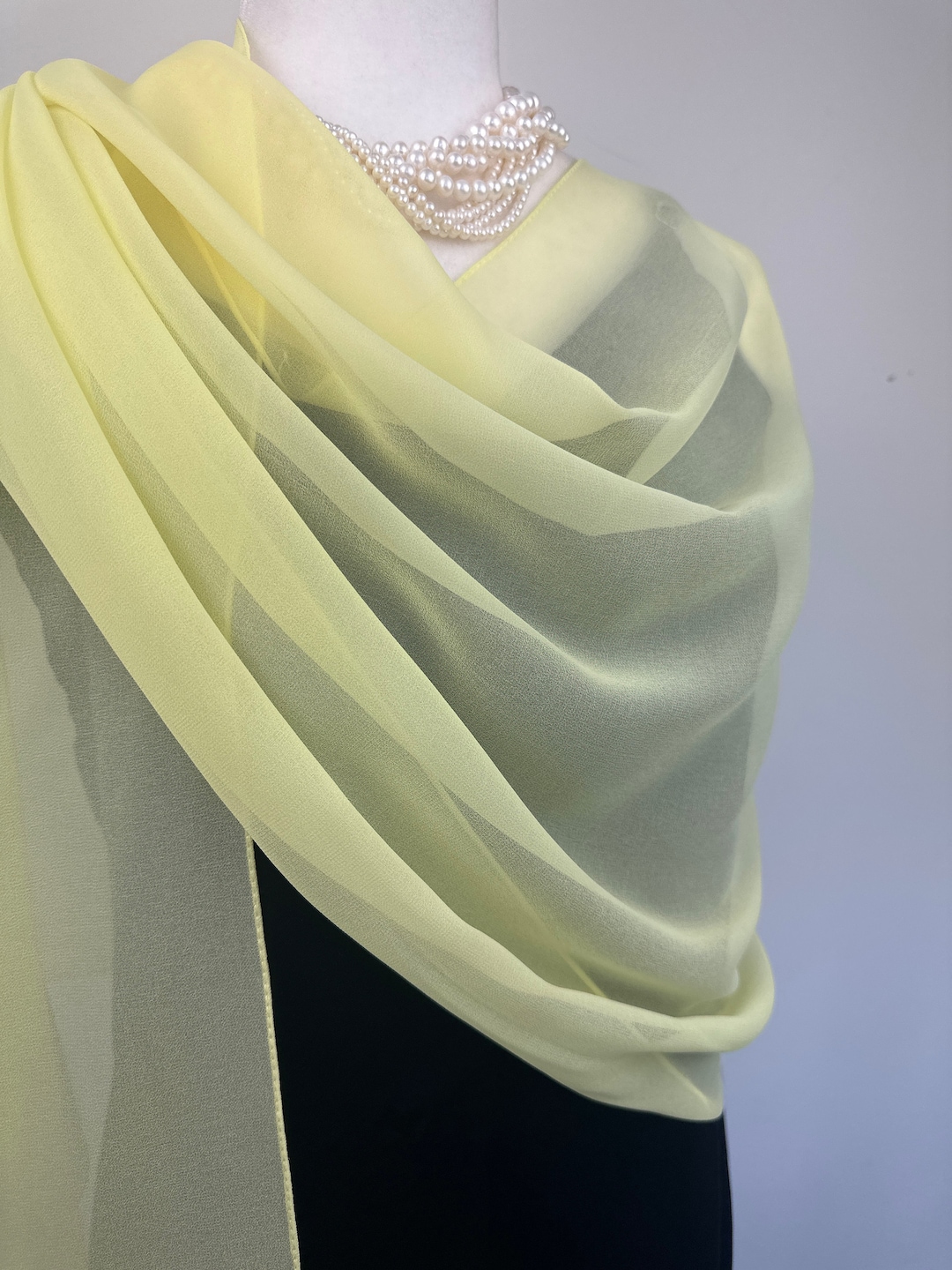 Yellow Sheer Chiffon Scarffashionable Dressy Formal Shawlbridesmaids ...