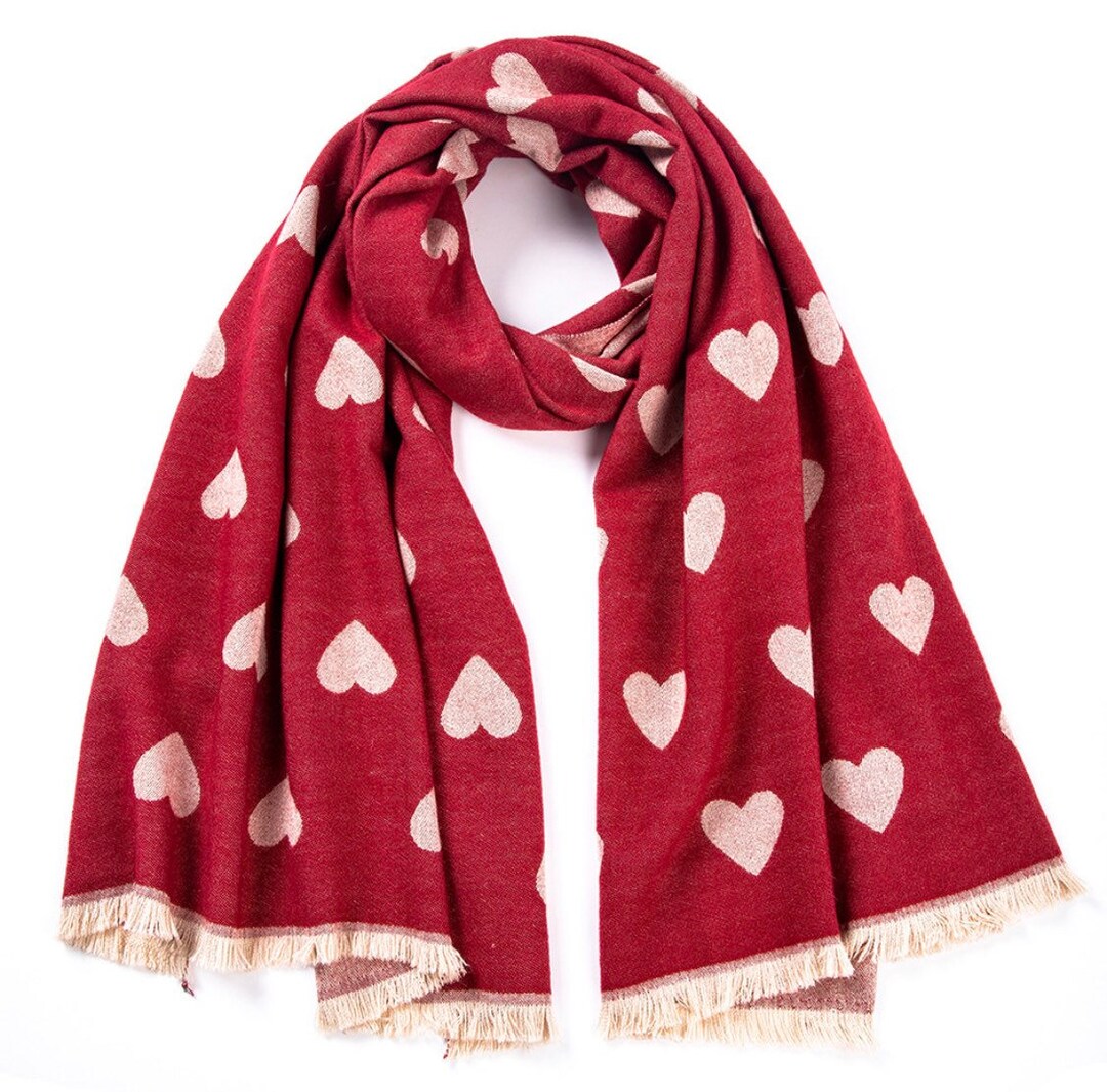 Heart Print Fashionable Soft Scarfinitial Personalizable ...