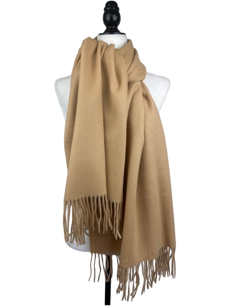 Camel Beige Tan Wool Shawl - Minimalist Winter Scarf - All Season ...