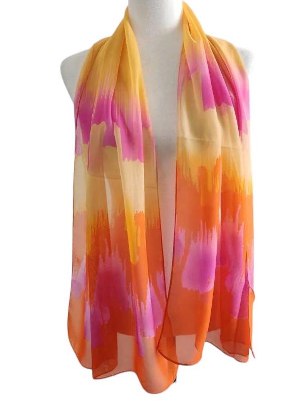 Yellow Mustard Green Floral Neck Scarf|all-season Poly Chiffon Fashion ...