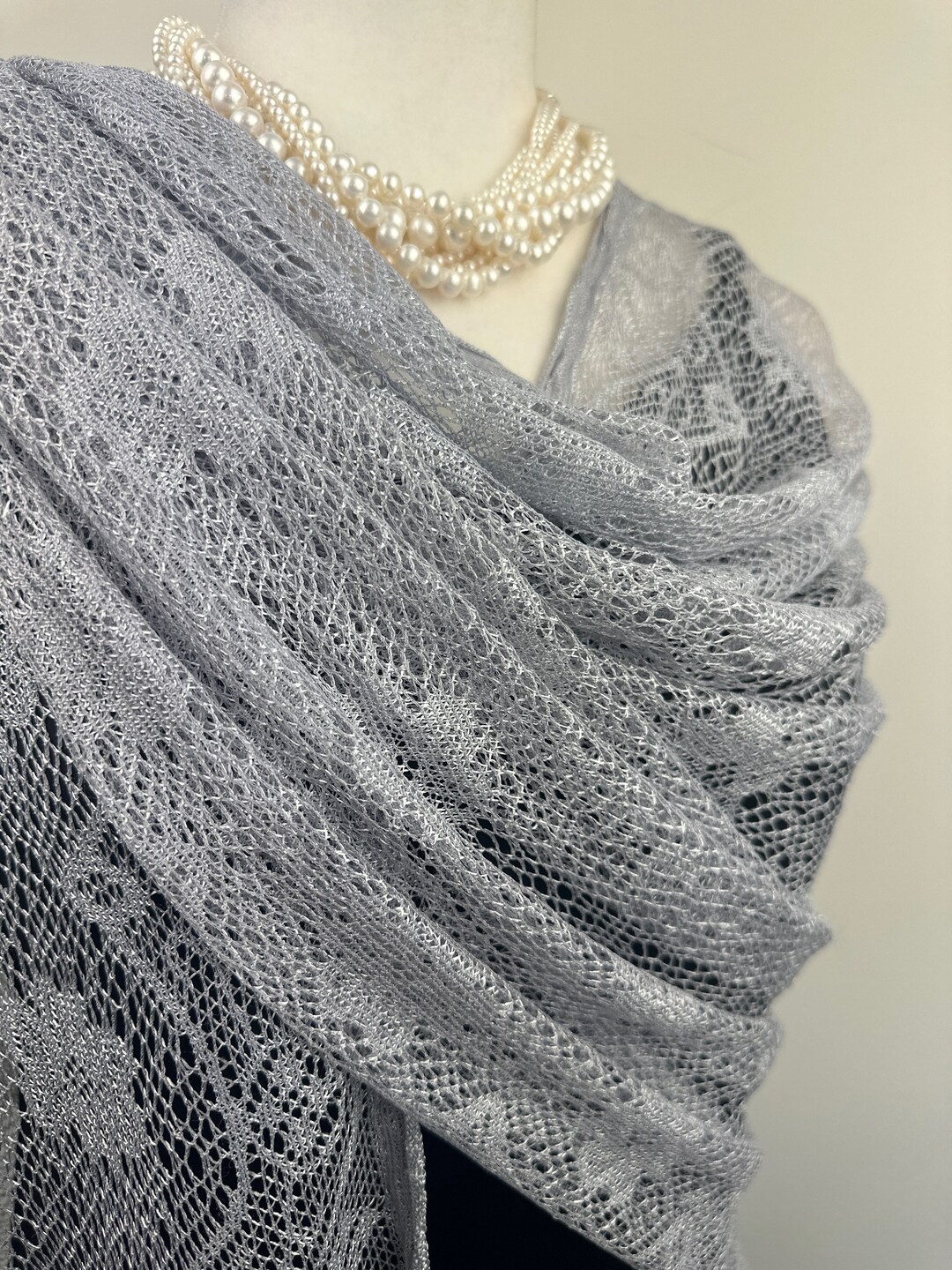 Gray Silver Lace Net Mesh Transparent Sheer Floral Scarfrave Partybeach Sarongbridesmaids ...