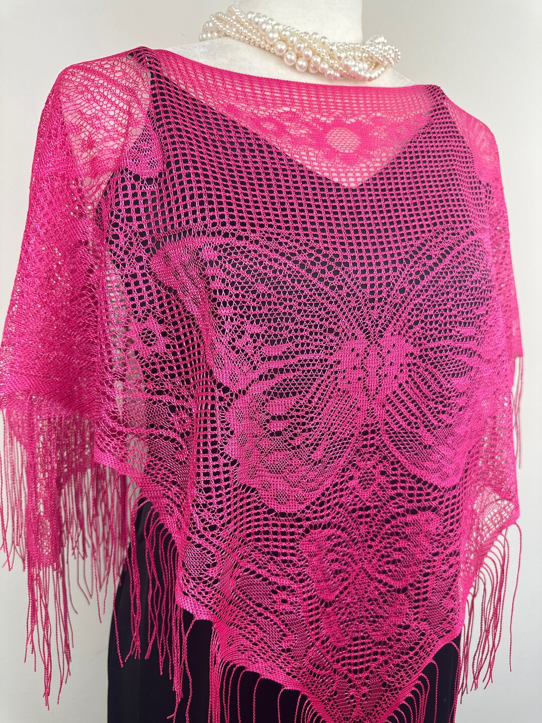 Lace Butterfly Poncho Women Pancho Cape Pink Ivory Lilac Red ...