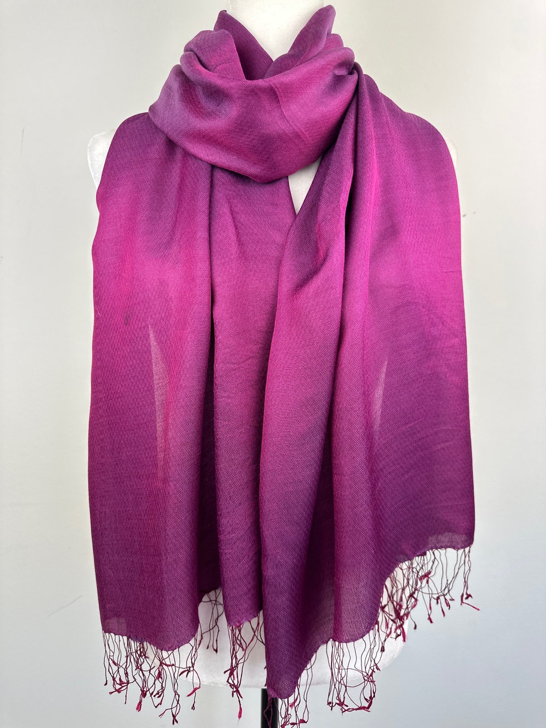 Raspberry Pink Silk Large Shawldressy Formal Wrapbridal Wedding ...