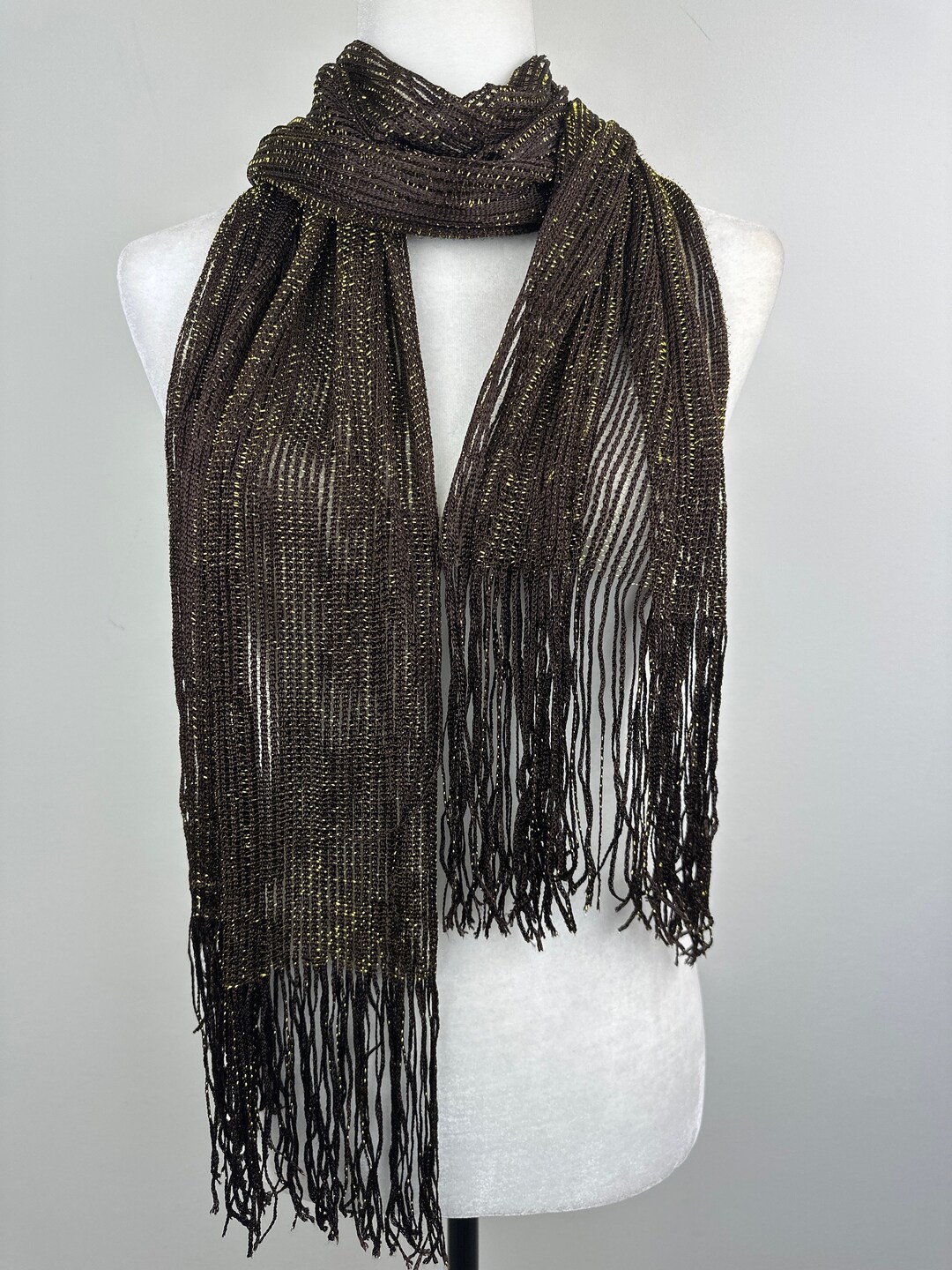Fashionable Chocolate Brown Gold Shimmer Shiny Sparkle Metallic Sheer ...