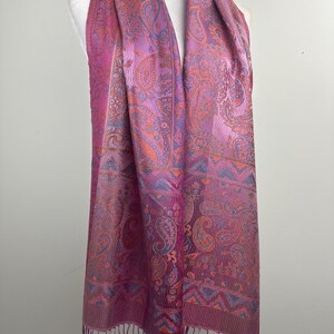 Pink Blue Multi Color Vibrant Scarf for Womenpaisley Floral Soft Neck ...