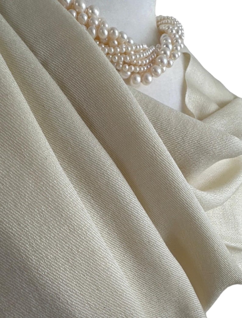 Ivory Pashmina Silk Shawl –minimalist Luxury All-season Wrap for ...