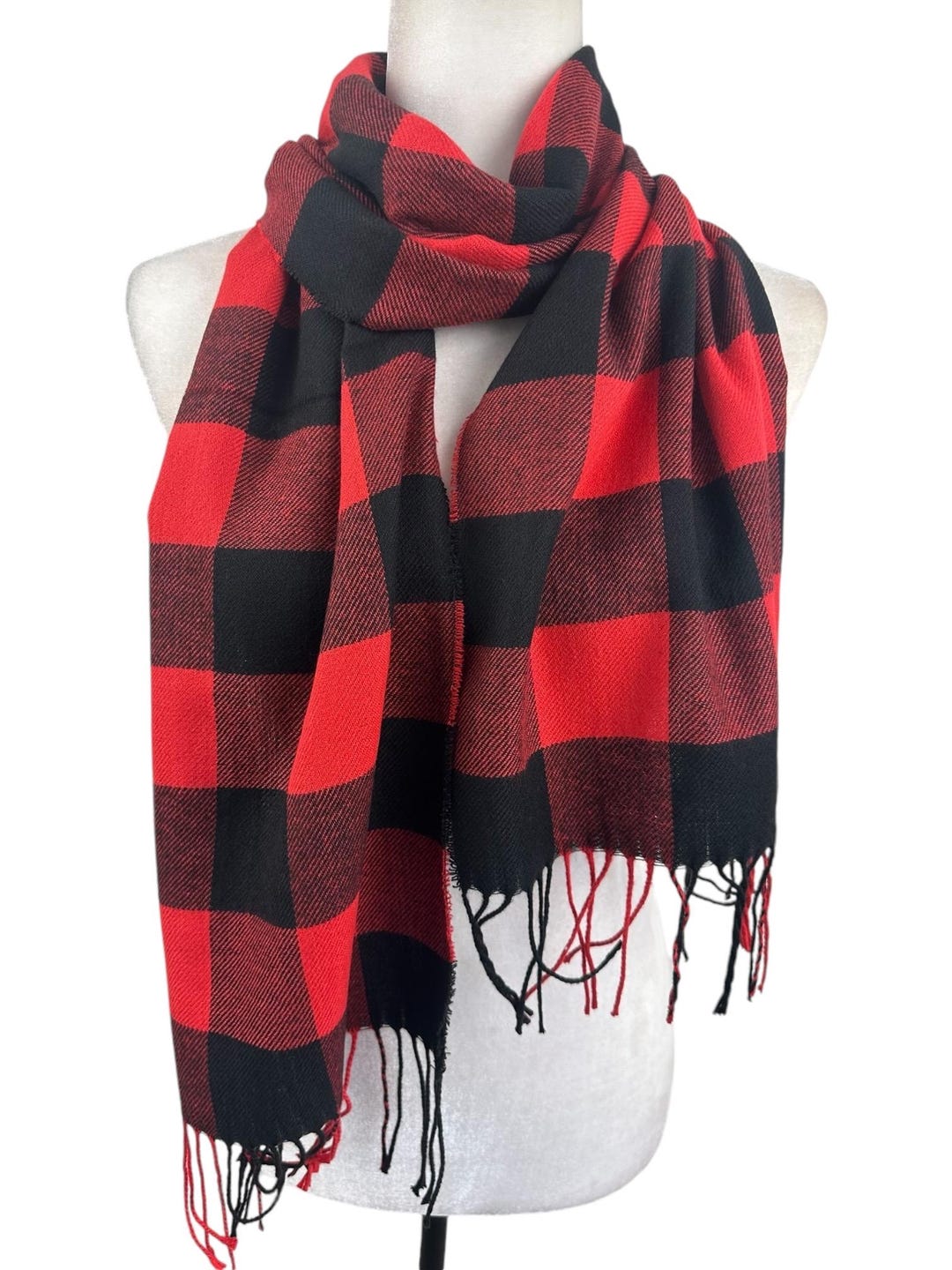 Red Black Buffalo Check Plaid Winter Lumberjack Soft Warm Cozy Scarf ...