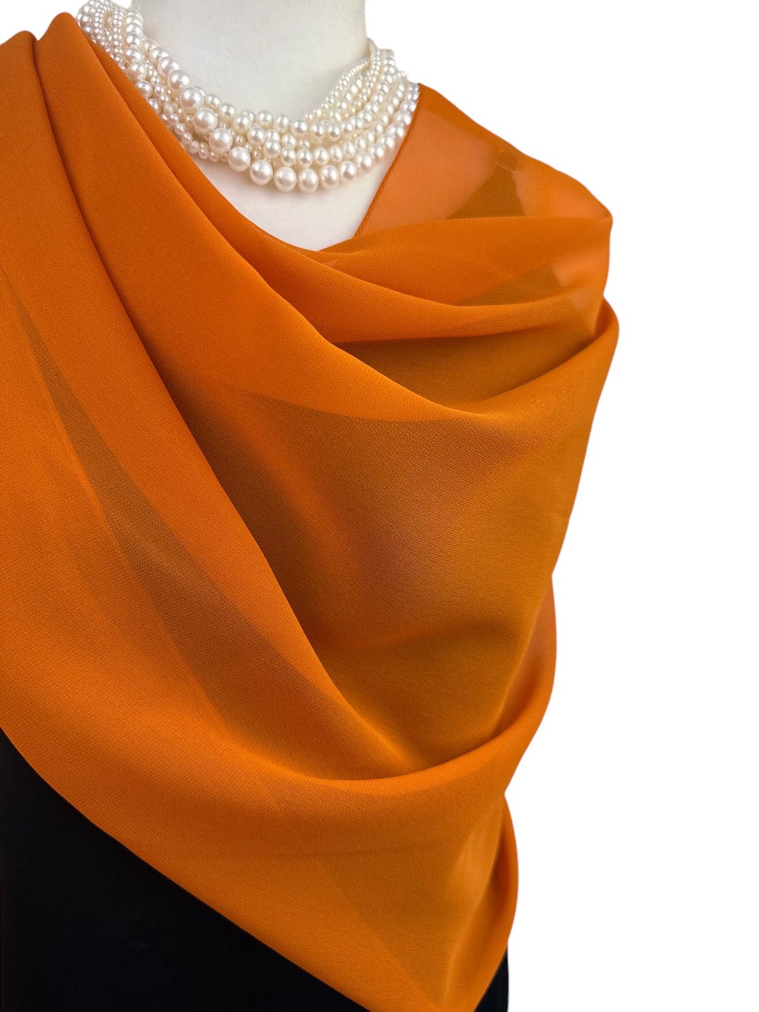 Orange Burnt Transparent Poly Crepe Chiffon Scarffashionable Dressy ...