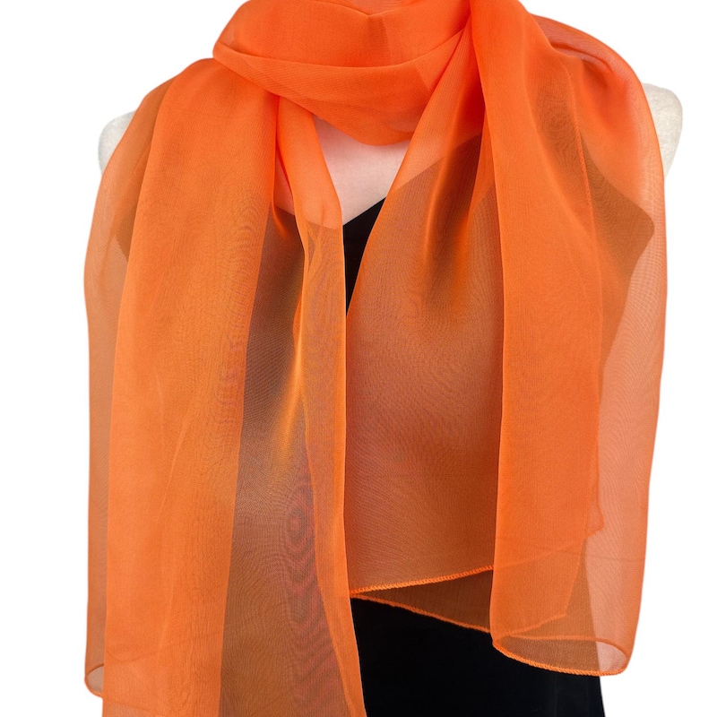 Long Orange Sheer Scarf - Etsy