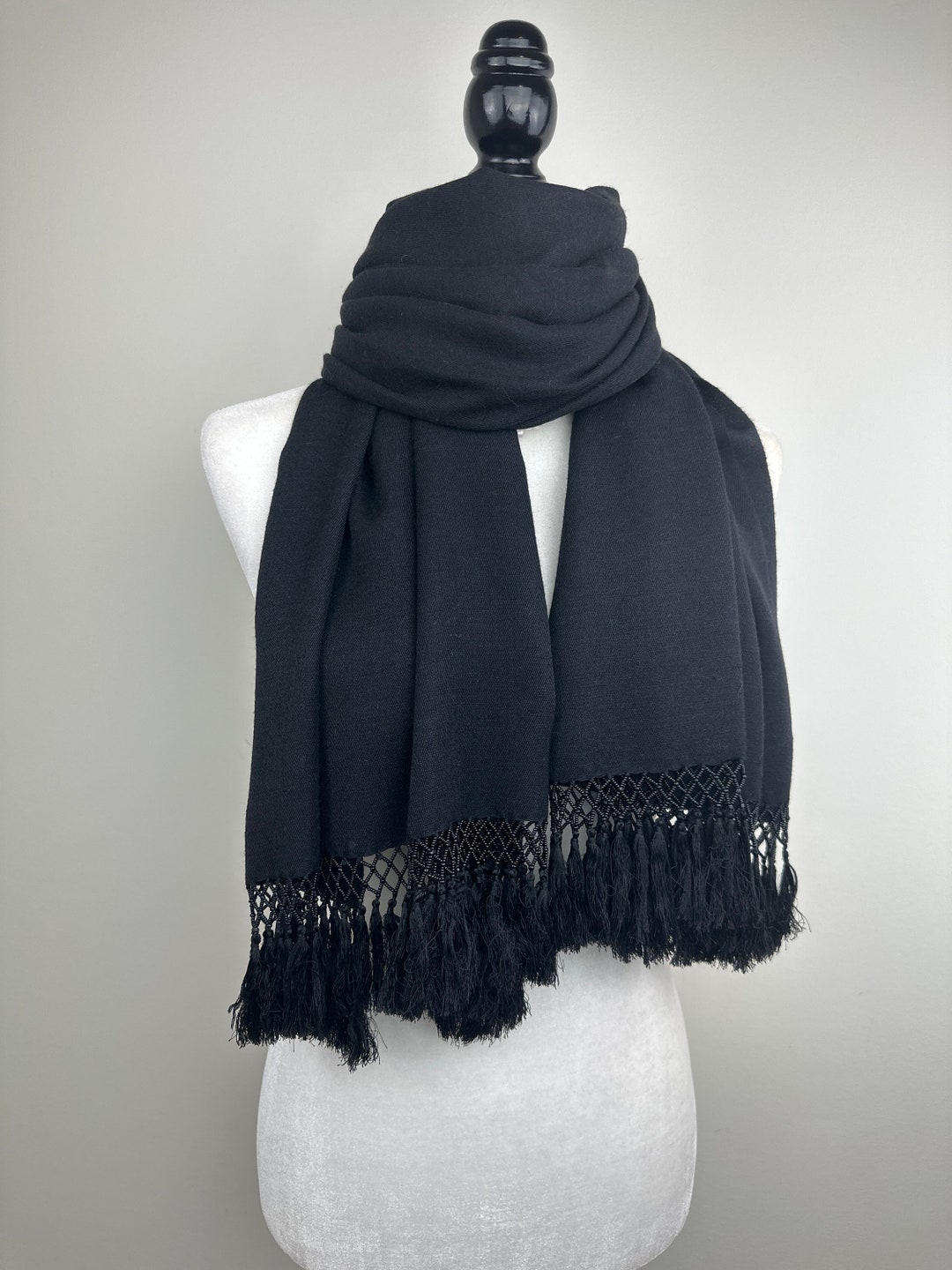 Fashionable Black Large Pashmina Silk Shawldressy Beaded - Etsy