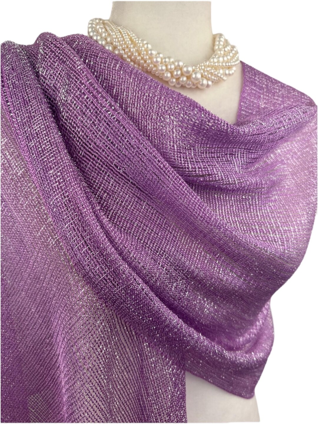 Purple Lilac Shimmer Shiny Sparkle Metallic Sheer Mesh Scarf|evening ...