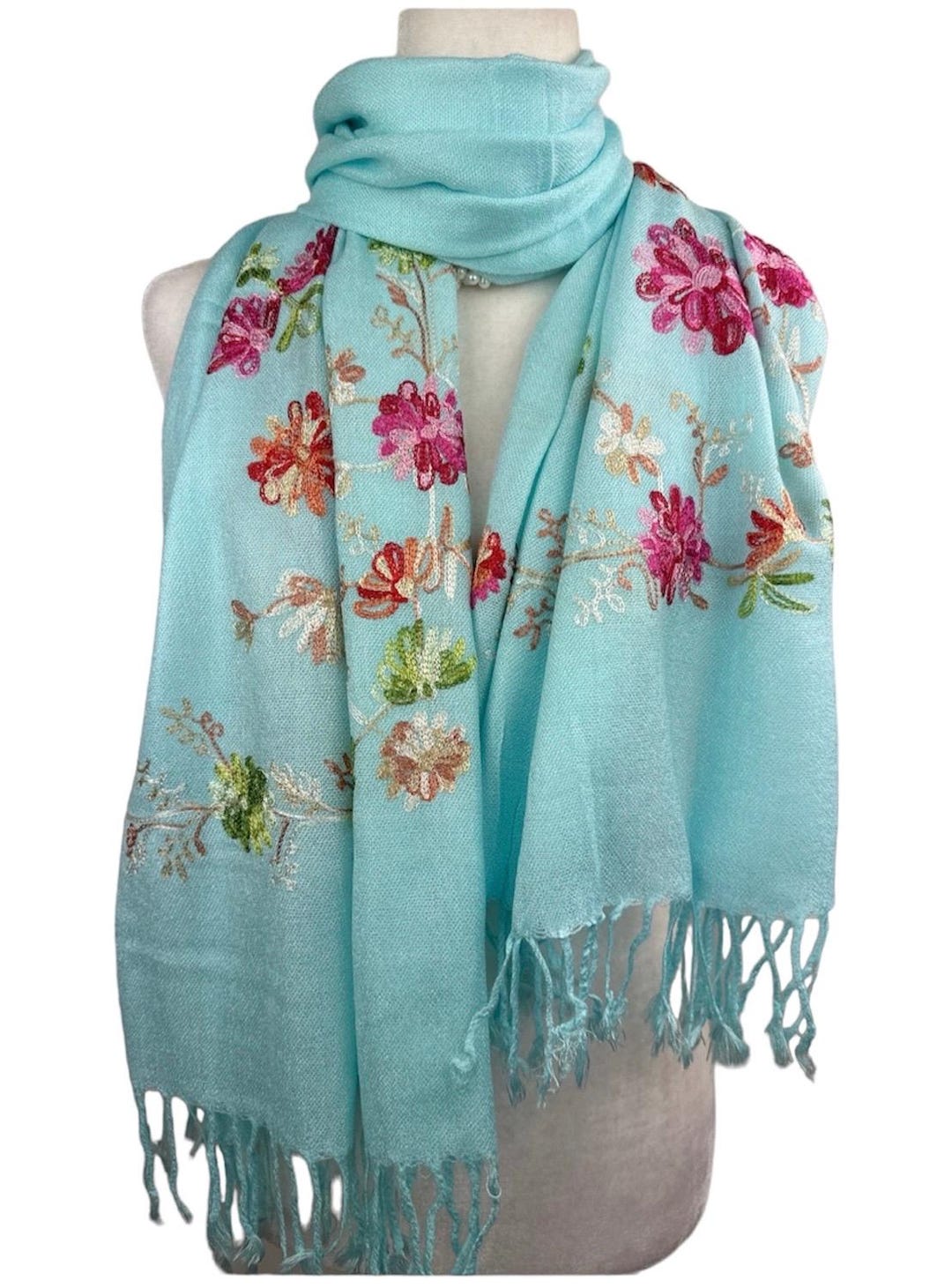 Large Floral Embroidered Shawl|dressy Formal Shawl|bridal Coverup ...