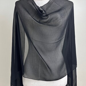 Black Sheer Transparent Poly Chiffon Georgette Shawlfashionable Dressy ...