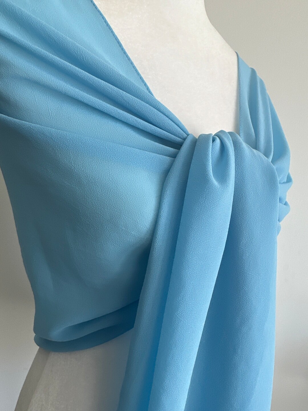 Blue Sheer Transparent Crepe Poly Chiffon Scarffashionable Dressy ...