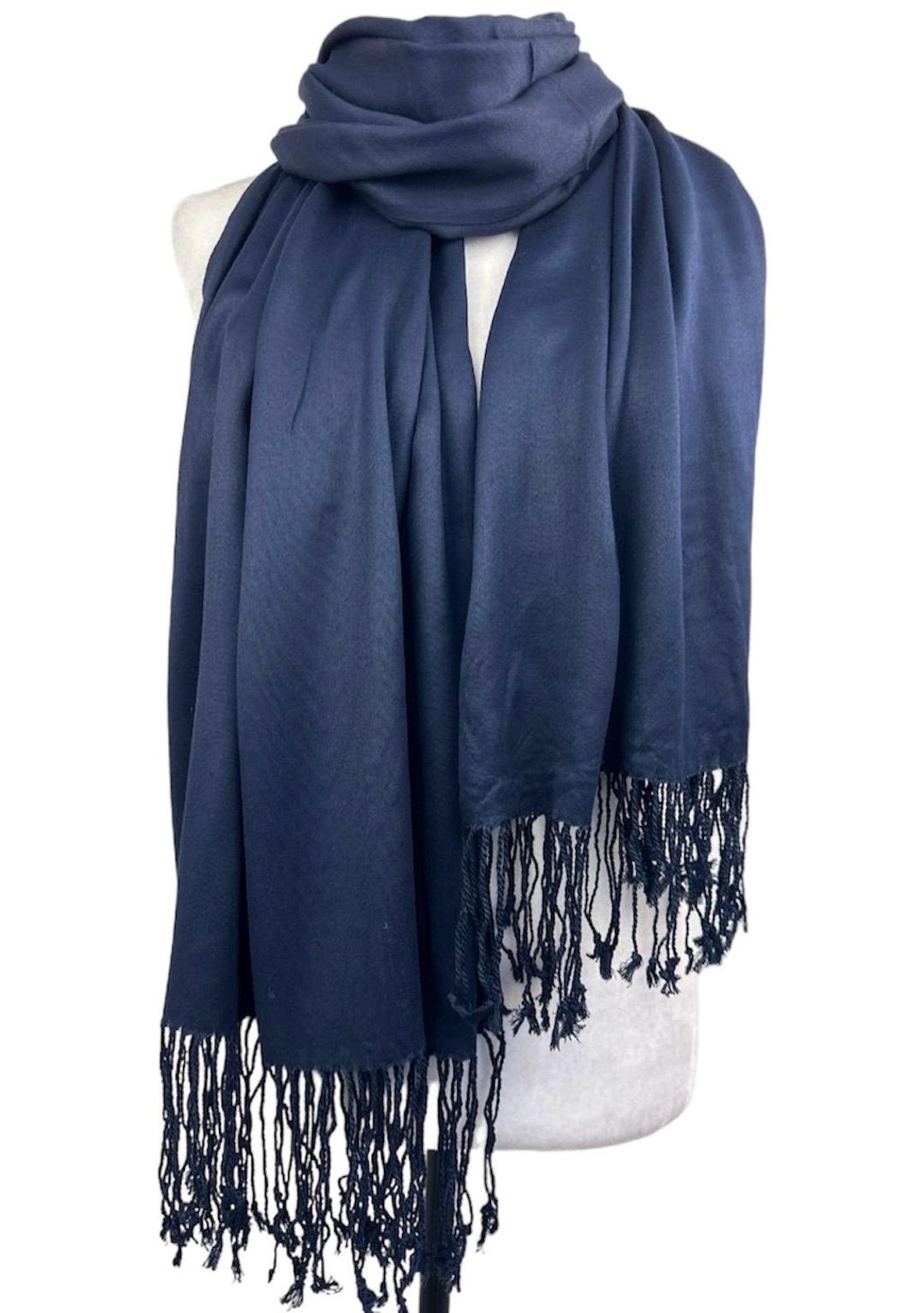 Navy Blue Viscose Shawldressy Shawltravel Shawlall Season Scarfwarm ...