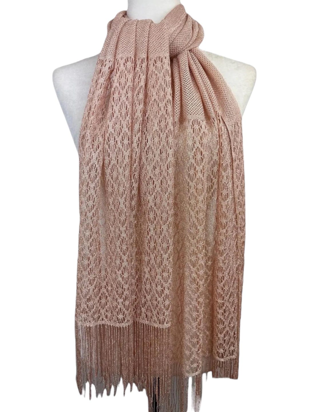 Blush Pink Shimmery Shiny Sparkle Metallic Sheer Mesh Scarf|evening ...
