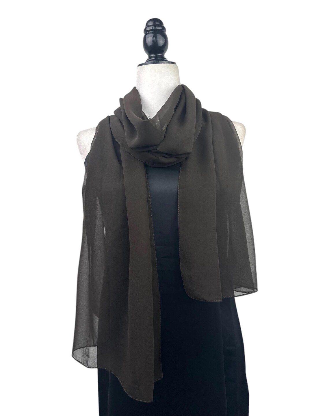 Chocolate Dark Brown Expresso Cocoa Sheer Transparent Poly Crepe ...