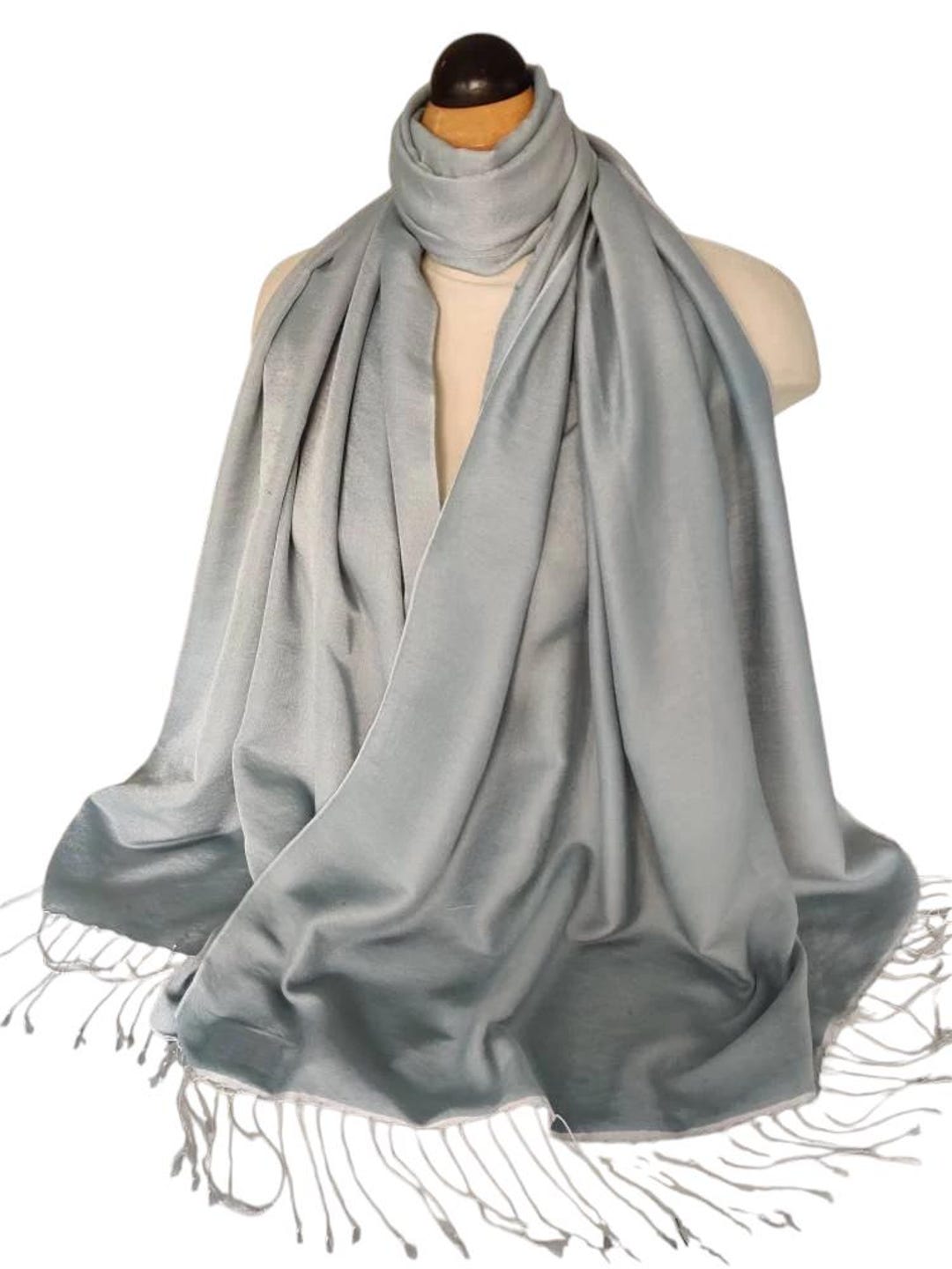 Pashmina azul gris plateada/Bufanda de invierno cálida personalizable ...