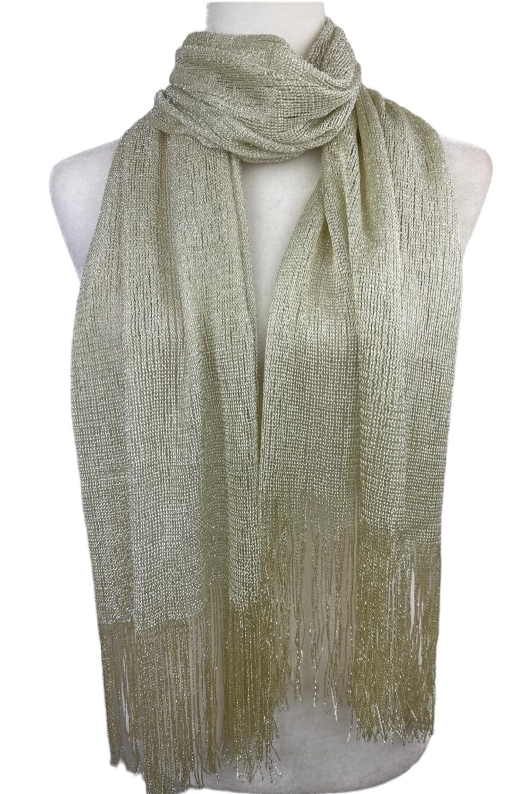 Gold Shimmer Shiny Sparkle Metallic Sheer Mesh Scarf|evening Coverup ...