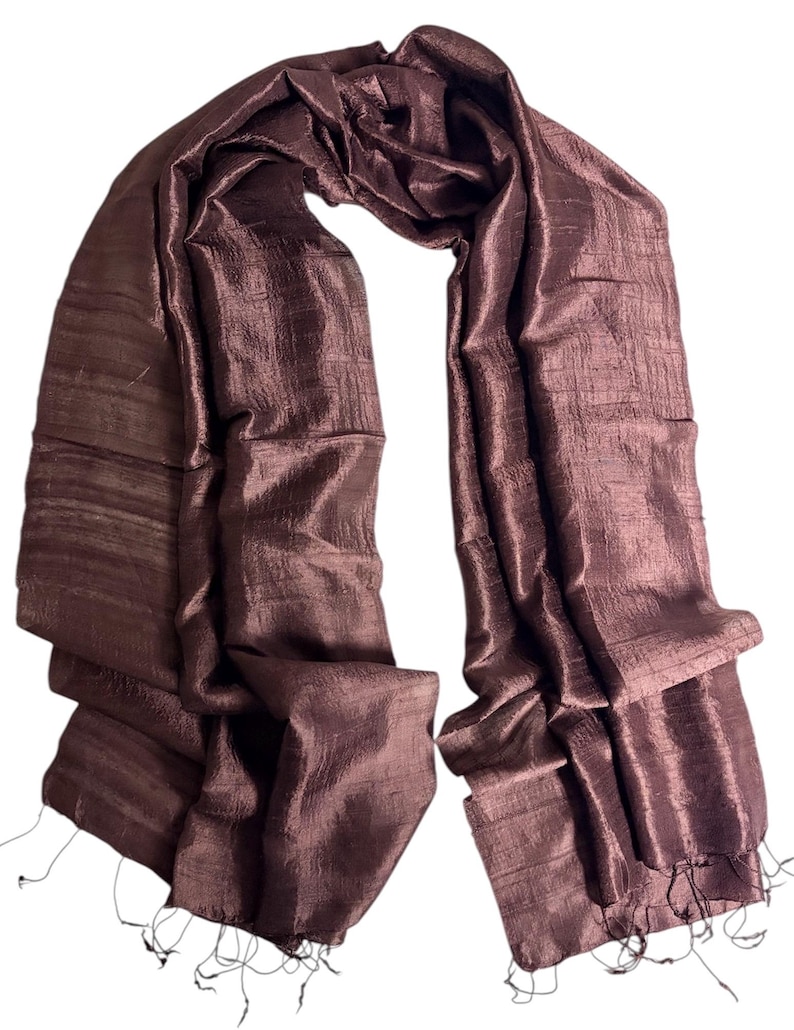 Brown Raw Silk Shawl: Elegant All-season Scarf, Wrap for Weddings and ...