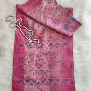 Pink Blue Multi Color Vibrant Scarf for Womenpaisley Floral Soft Neck ...