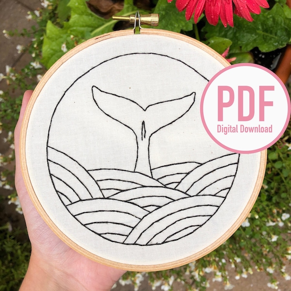 Whale Embroidery - Etsy