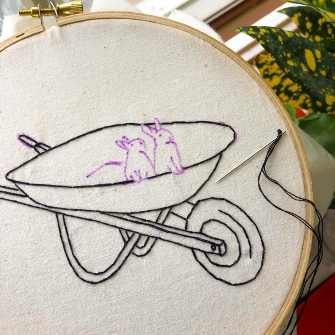 Bunnies in Wheelbarrow Hand Embroidery Pattern (PDF Digital Download ...