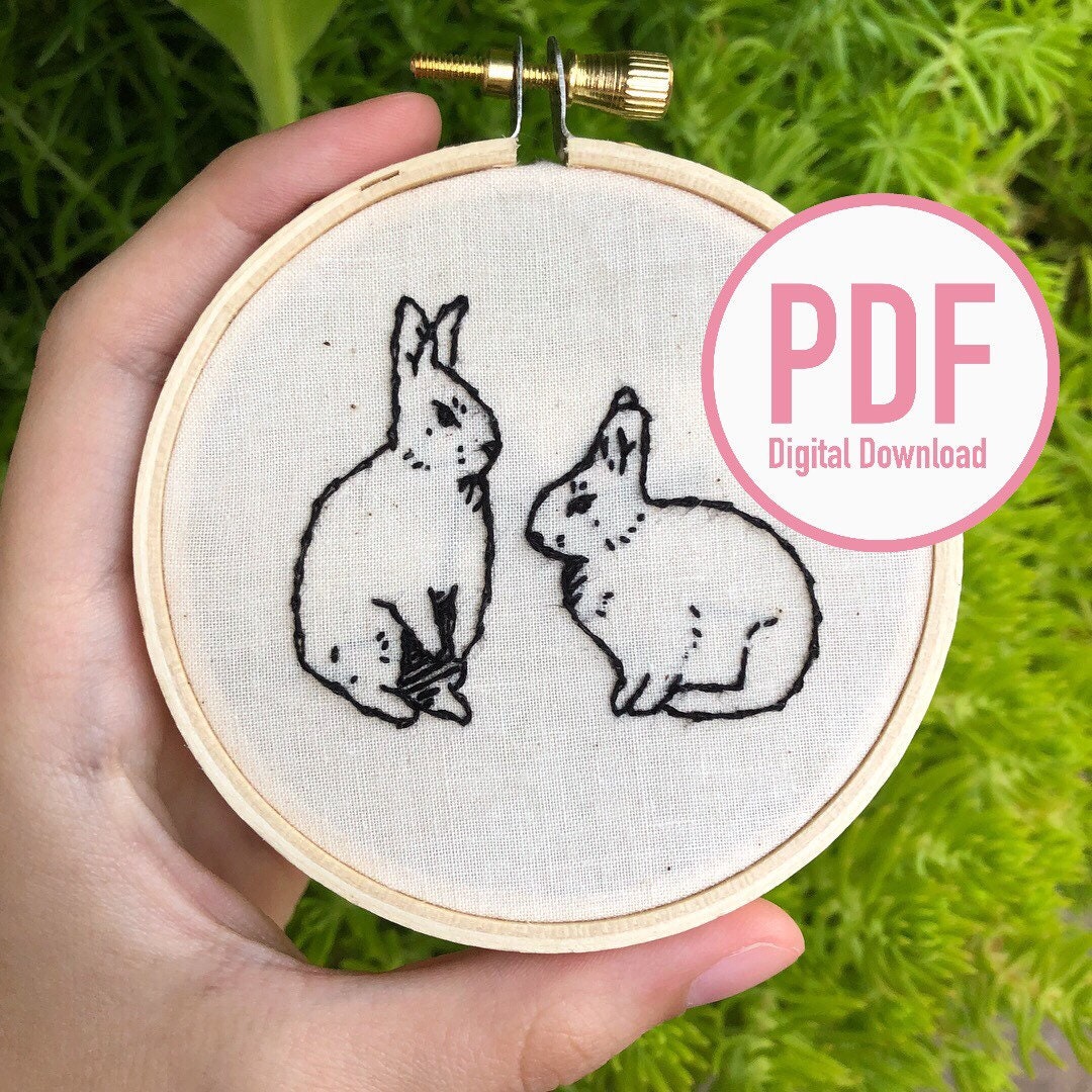 Bunnies Hand Embroidery Pattern (PDF Digital Download) - Etsy