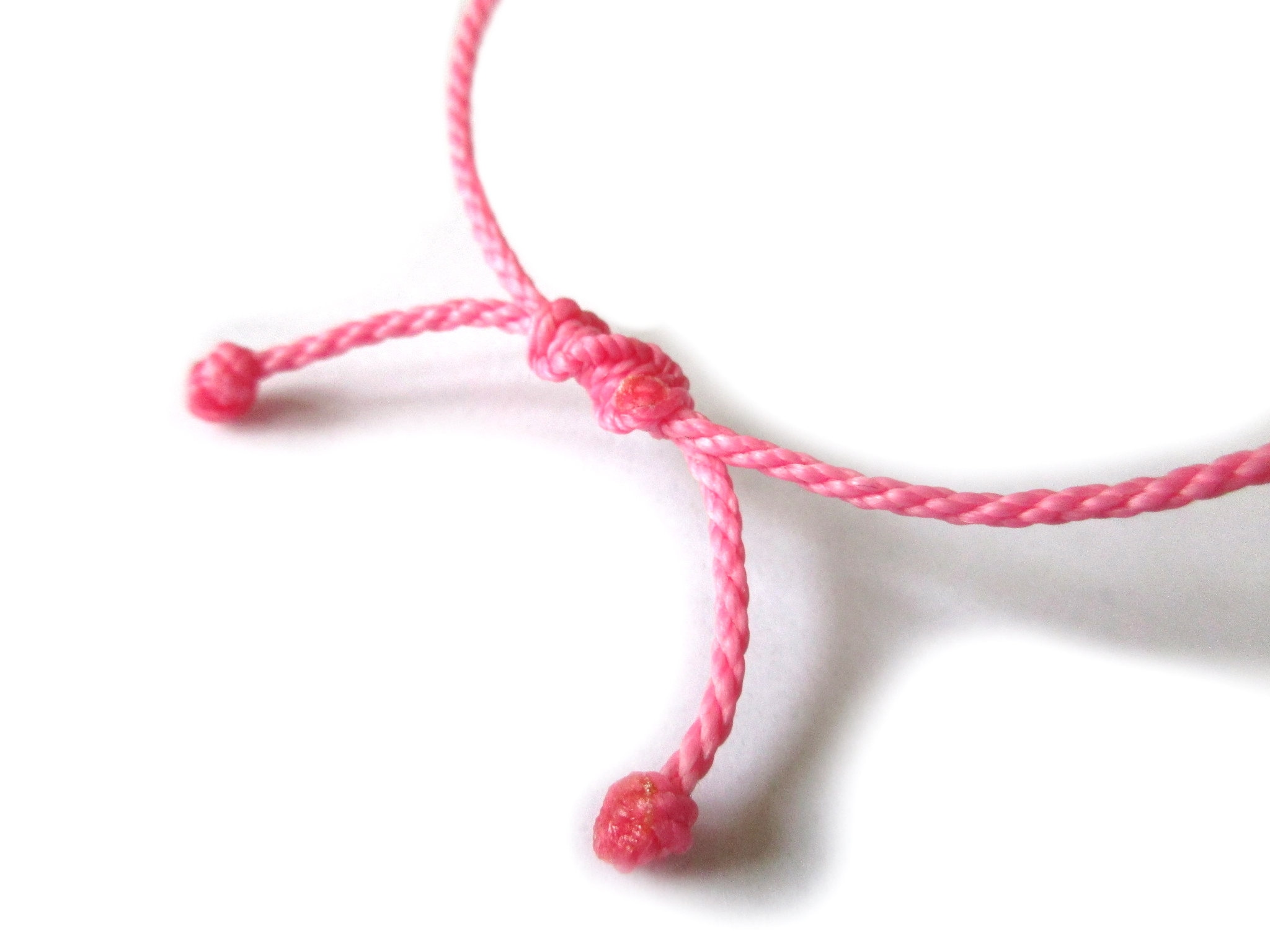 Candy Pink Cord Bracelet 2 Mm Thin Round Rope Wristband - Etsy