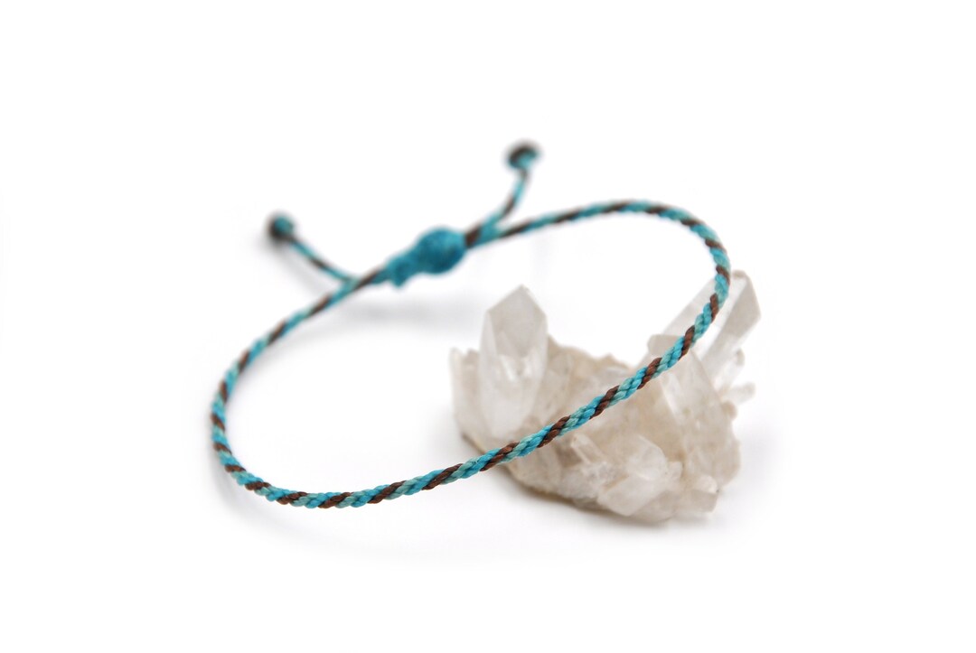 Turquoise Blue & Brown Cord Bracelet | 2 Mm Thin Round Rope Wristband ...