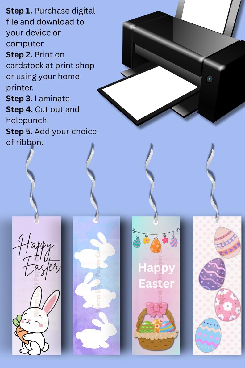 Pastel Easter Bookmarks for Kids – Bunny & Egg Designs (set of 8 ...