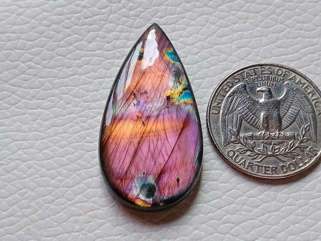 Very Rare Multi Flashy Labradorite Gemstone, 38X20X5 Mm Pear Shape ...