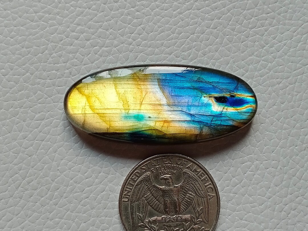 Very Rare Dual Flashy Labradorite Gemstone Cabochon 46X19X6 Mm Oval ...