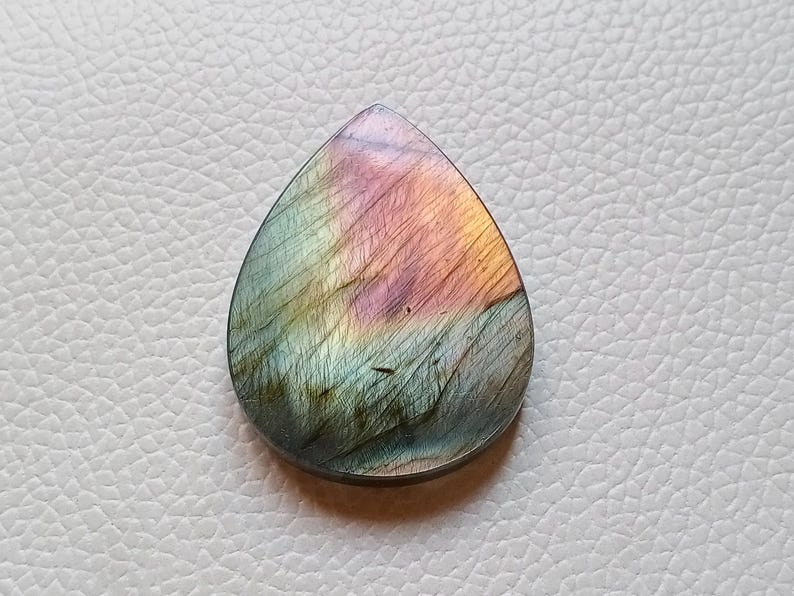 Very Rare Multi Color Labradorite Gemstone 40X30X5 Mm Pear Shape ...