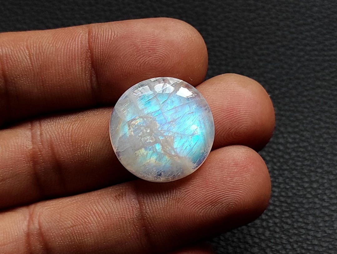 Amazing Multi Flashy Rainbow Moonstone 21X21X6 Mm Round Shape Cabochon ...