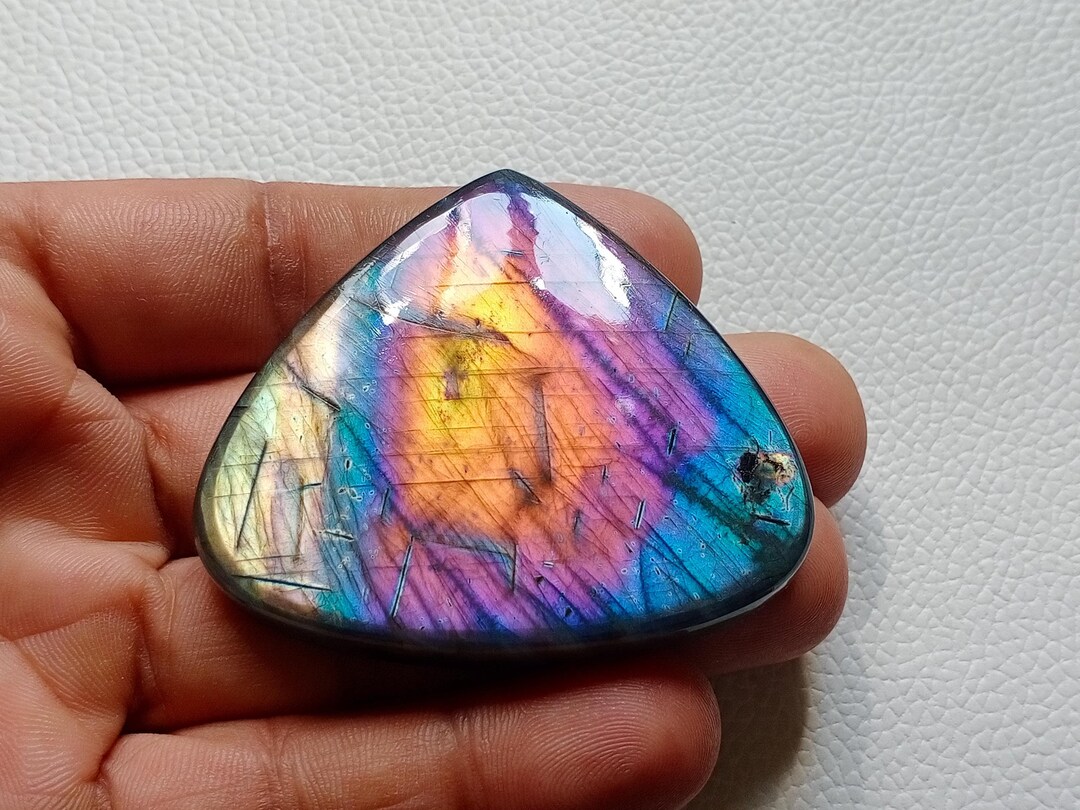 Very Rare Rainbow Flashy Labradorite Gemstone 57X51X8 Mm Large Teardrop ...