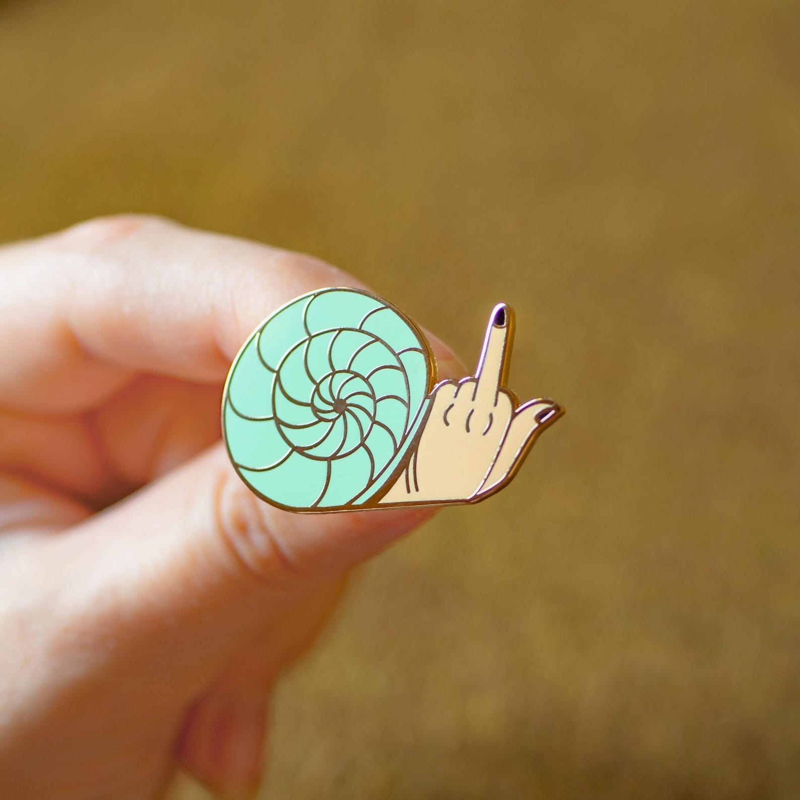 Pin Snail Middle Finger Gold Enamel - Etsy