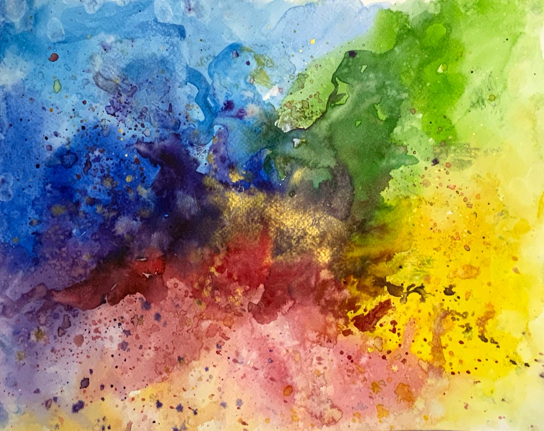 Some Rainbows & Gold Watercolor Painting - Etsy