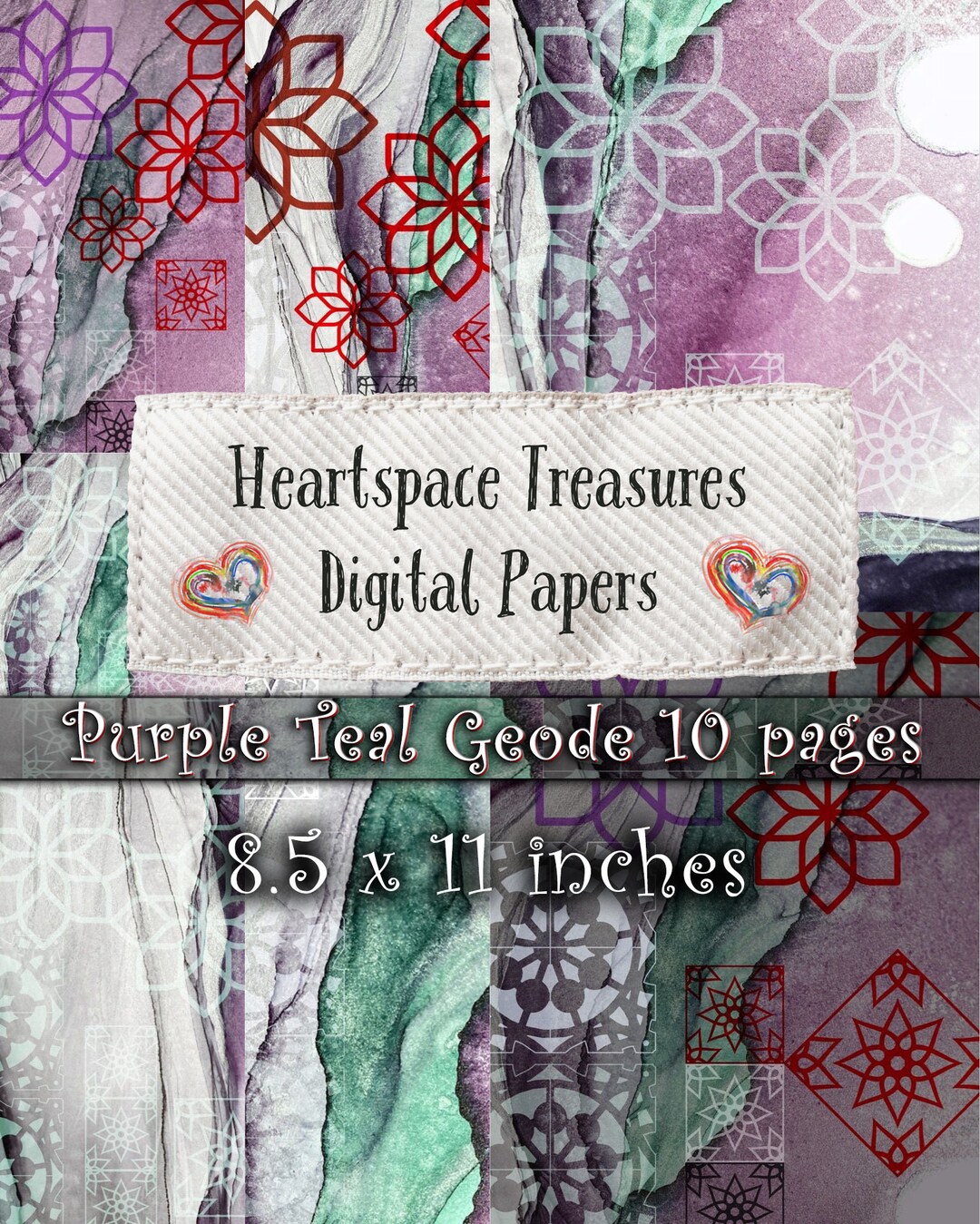 Purple Teal Geode Digital Paper - Etsy