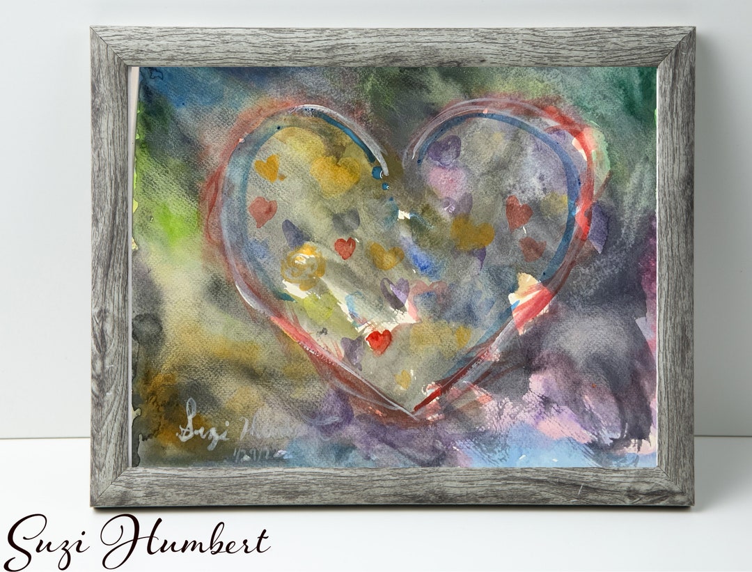 Messy Heart Watercolor Painting - Etsy