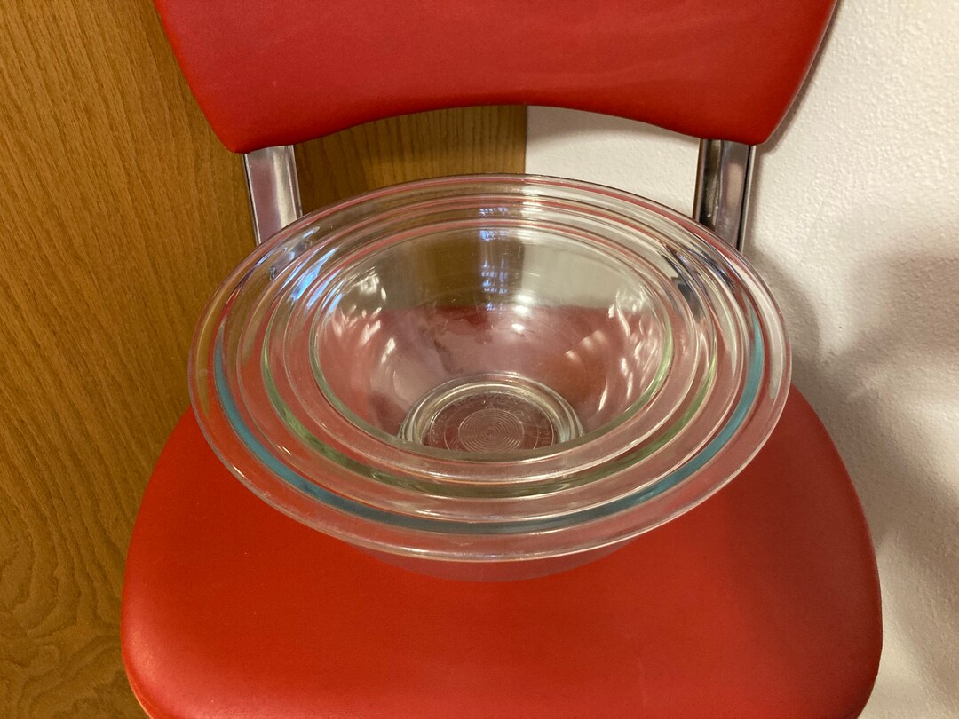 Pyrex Clear Glass Nesting Mixing Bowls 322, 323, 325, Pyrex Mixing ...