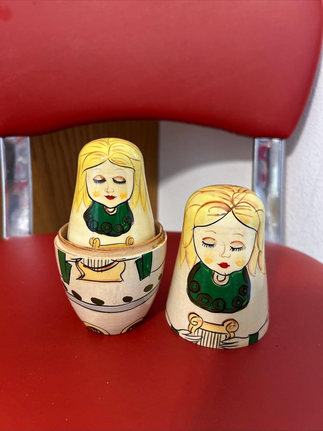 Vintage Hand Painted Angel Matryoshka Set of 5 Angels Wooden Nesting ...