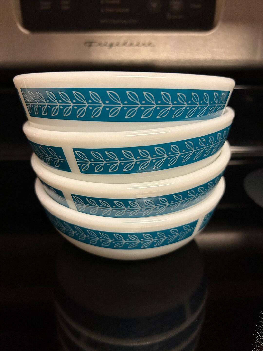 Set of 4 Vintage Pyrex Bluegrass 705 Teal Made in USA - Etsy