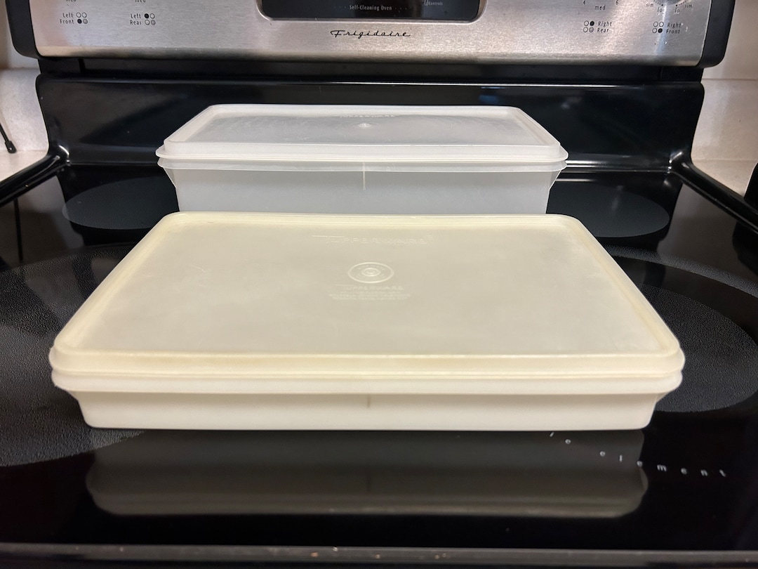 Vintage Set of 2 Sheer Tupperware 794 Bacon Deli Meat Keeper and 677 ...