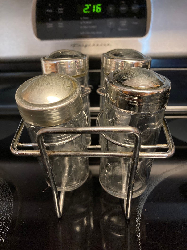 Vintage Glass Spice Jars and Rack Vintage Spice Rack Glass - Etsy