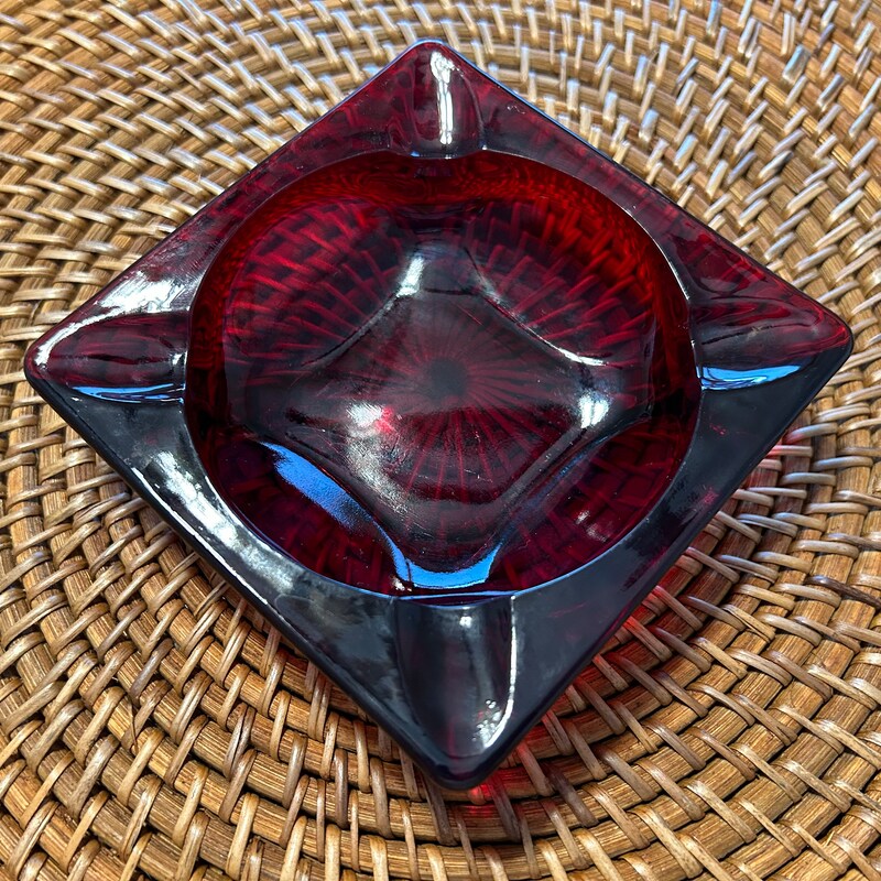 Red Glass Ashtray - Etsy