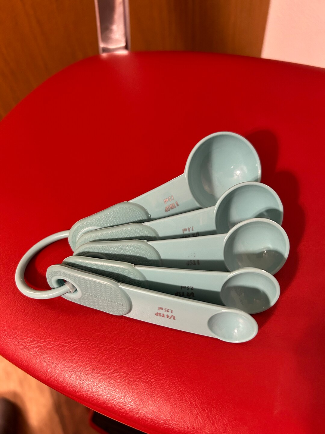 Kitchen Aid Measuring Spoons Set Aqua Blue Plastic With Connection Ring ...