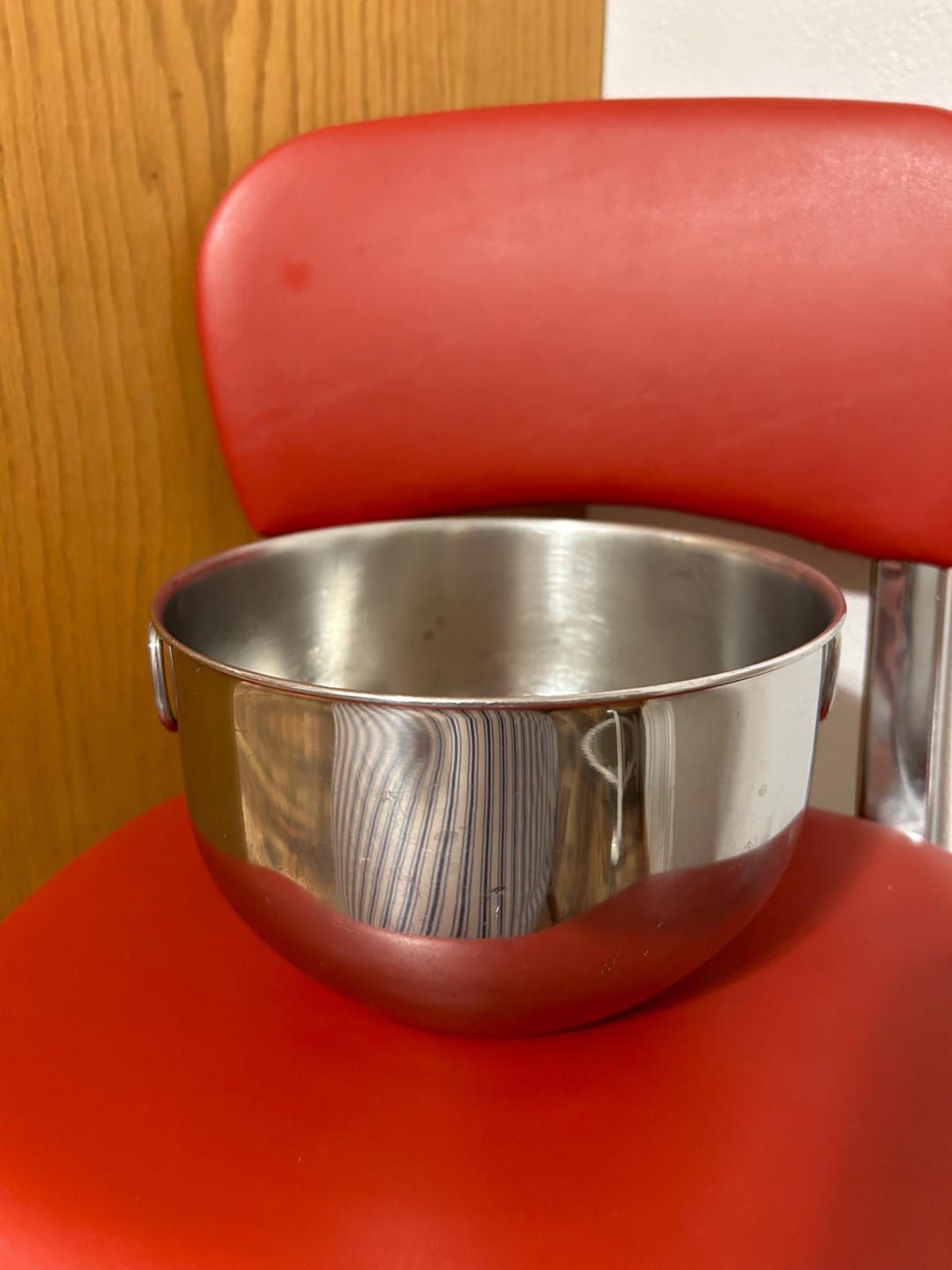 Vintage Stainless Steel Mixing Bowl With Double Thumb Rings 7.5 Inches ...