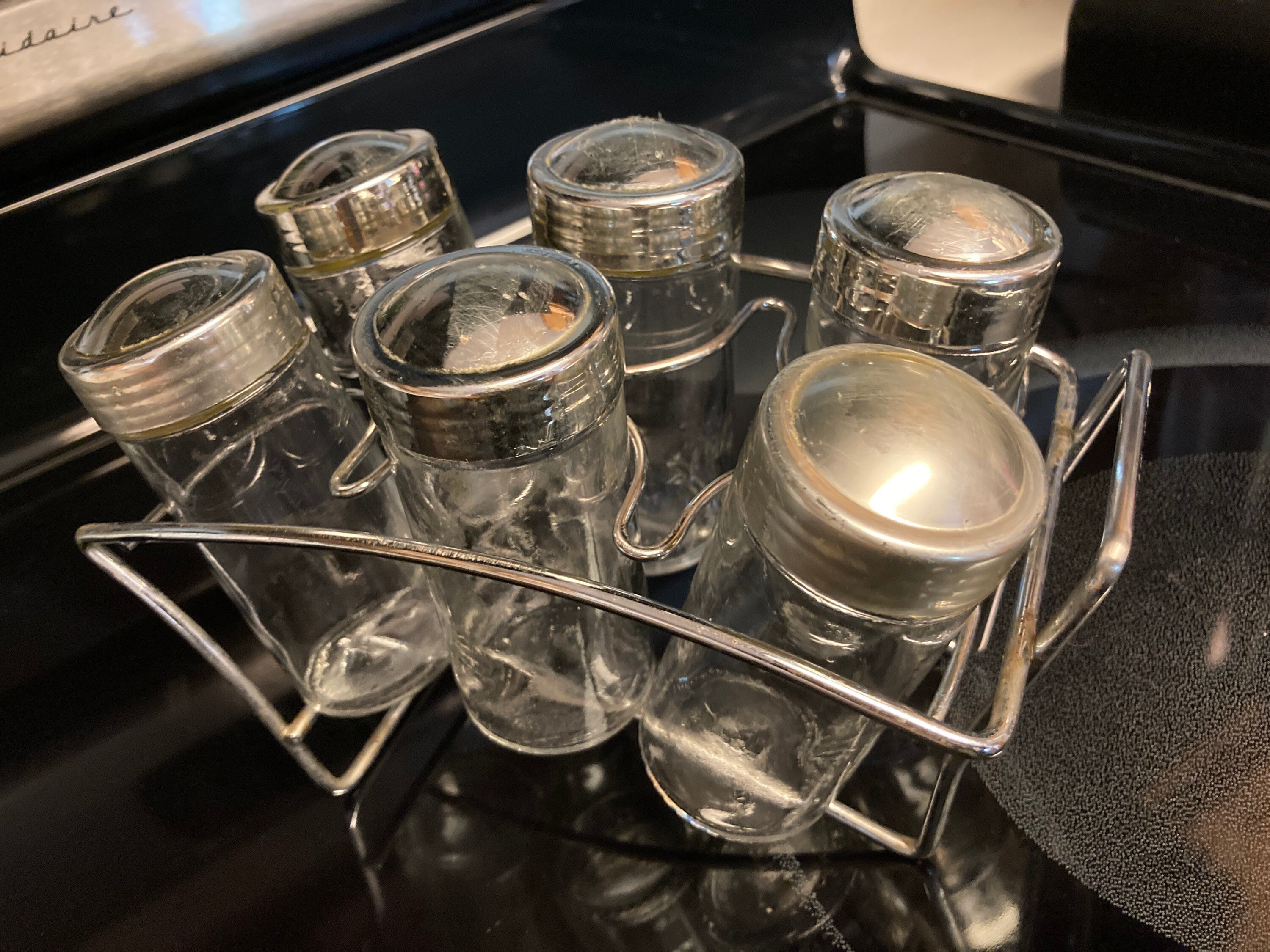 Vintage glass spice jars and rack vintage spice rack glass | Etsy